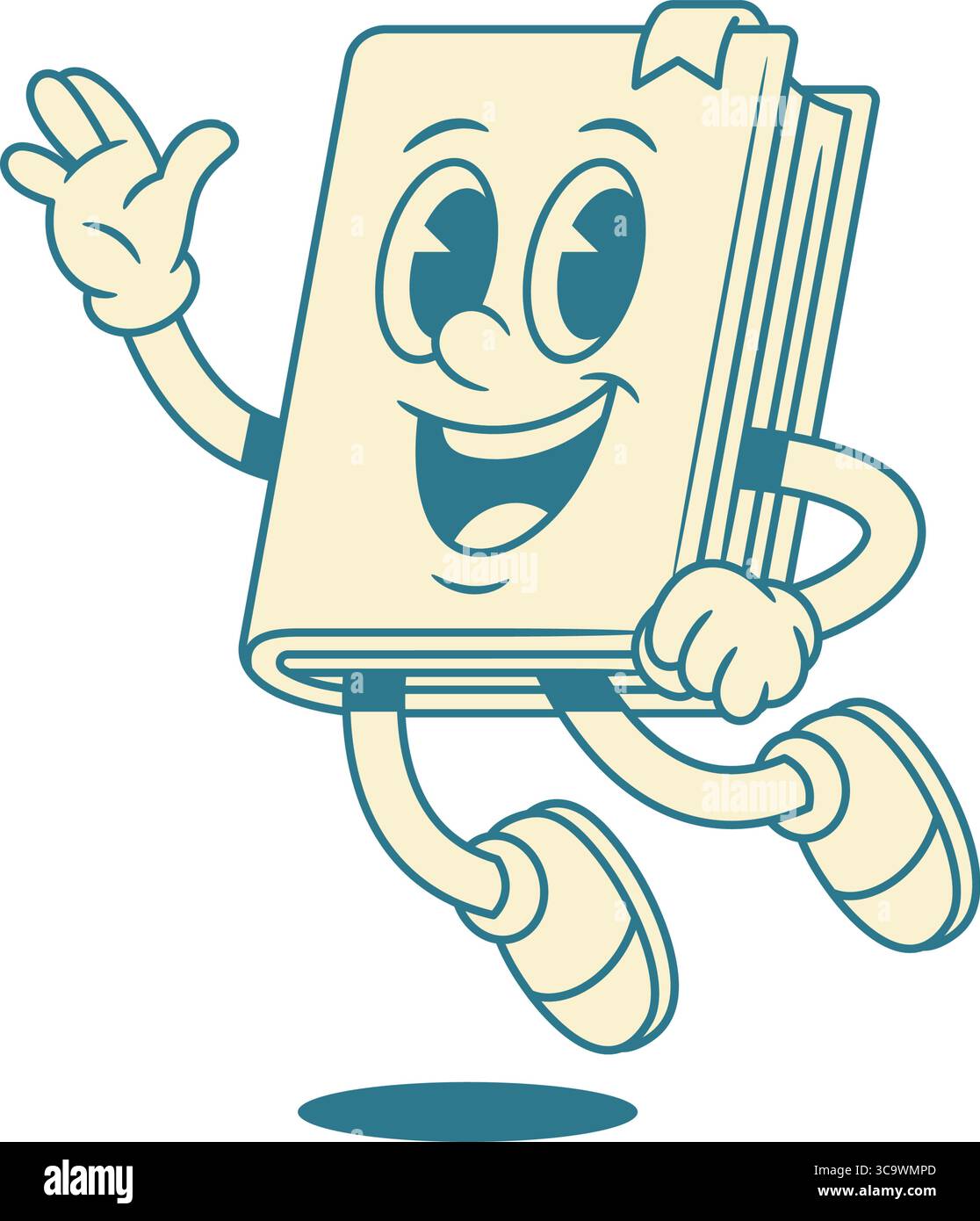 Funny childish book cartoon character flying greeting vector ...