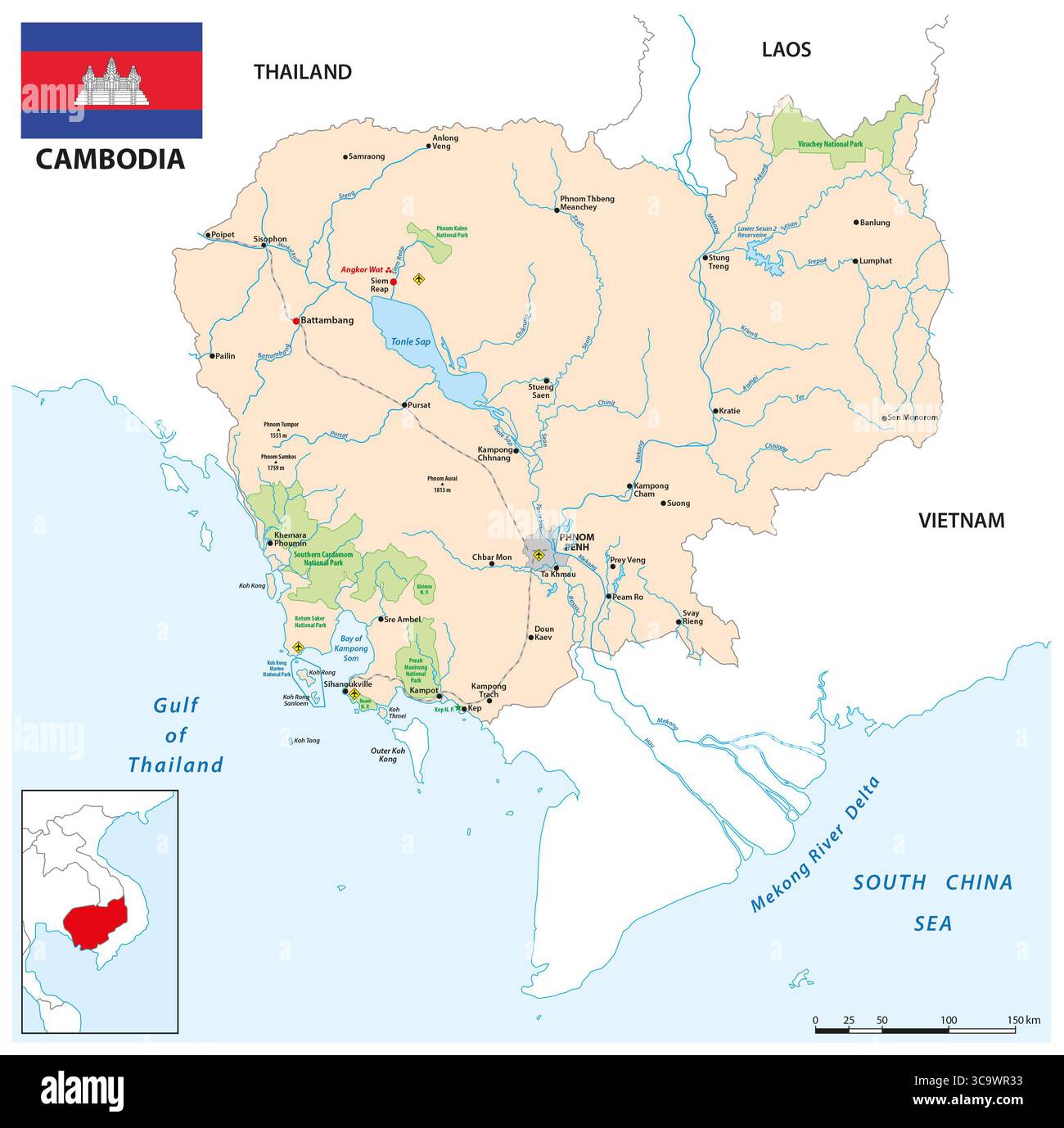 Infographic cambodia detailed map hi-res stock photography and images ...