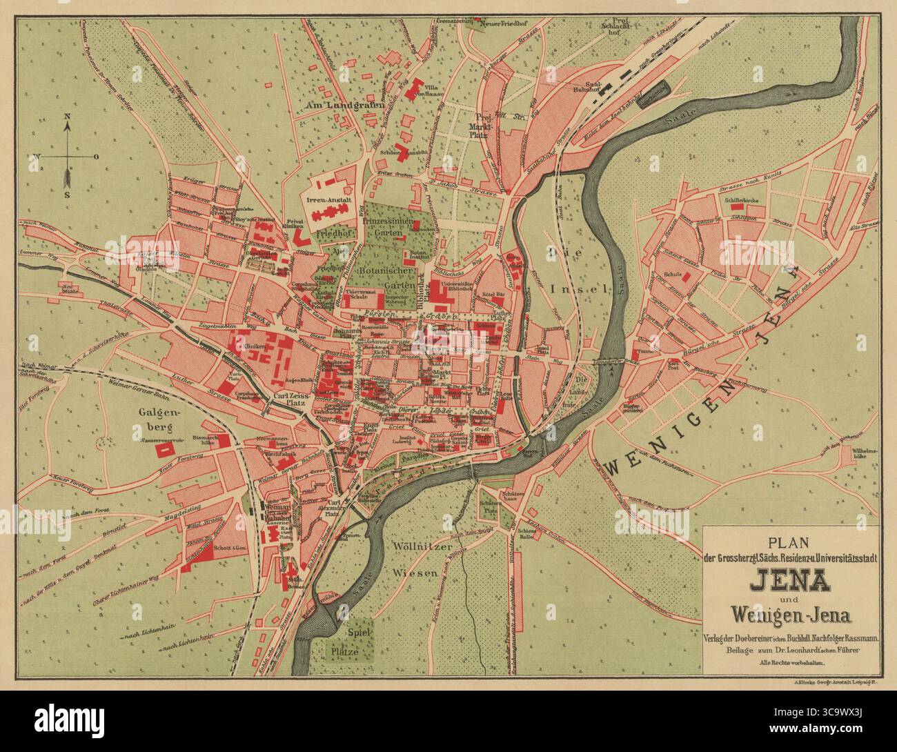 Plan von Jena und Wenigenjena, Jena and Wenigenjena Map, Jena Plan ...