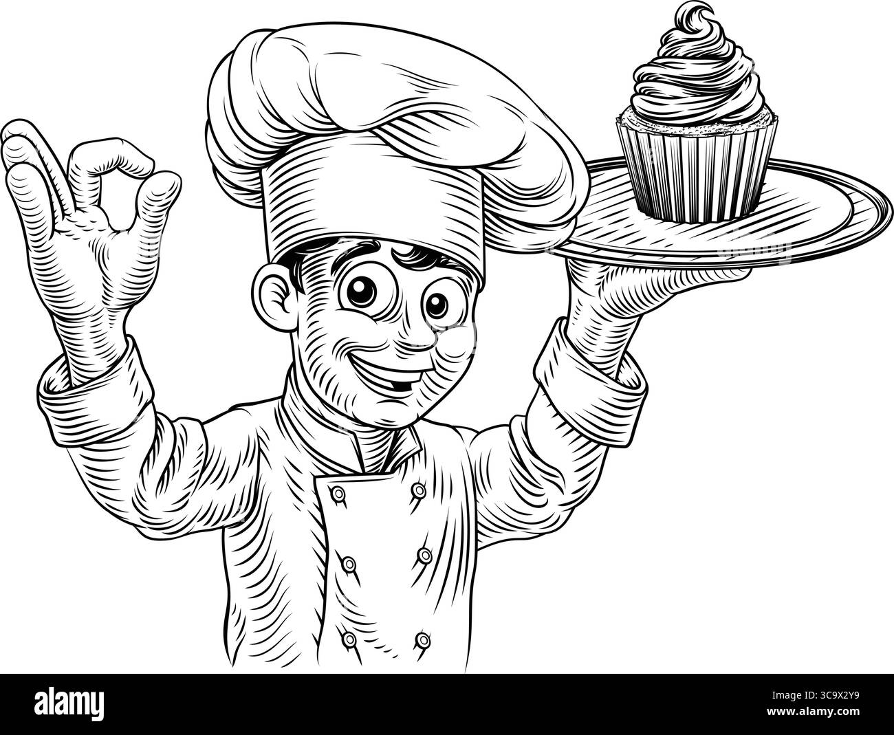 Pastry Chef Cupcake Cake Baker Bakery Illustration Stock Vector Image ...