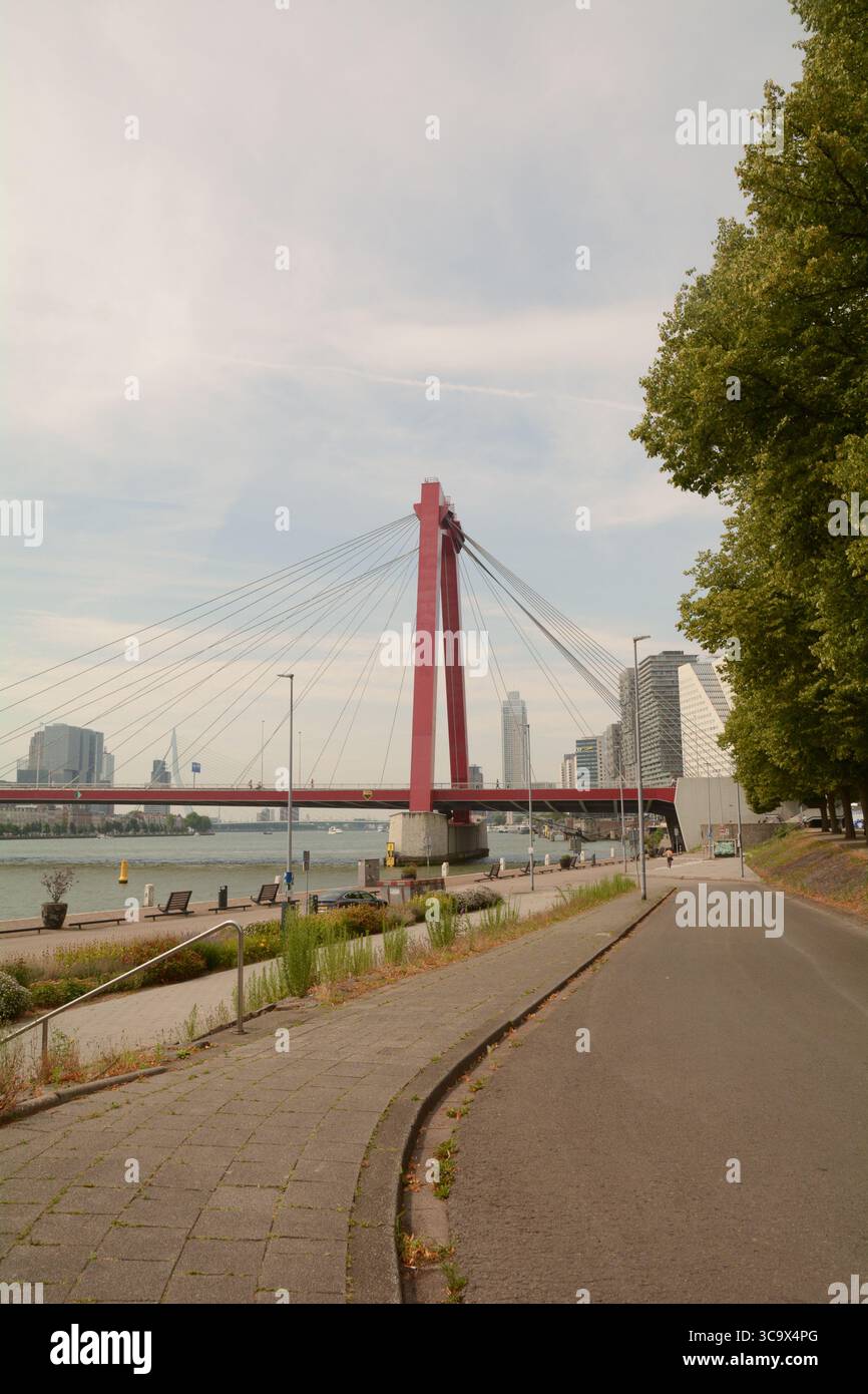 The Willemsbrug bridge across the Nieuwe Maas river in Rotterdam, The ...