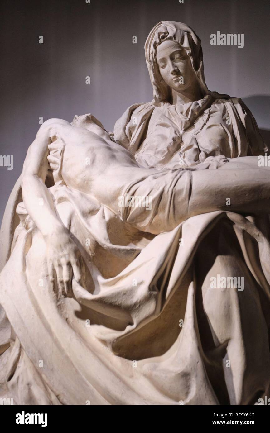 A reproduction statue of the Pieta by Michaelangelo. At the art museum ...