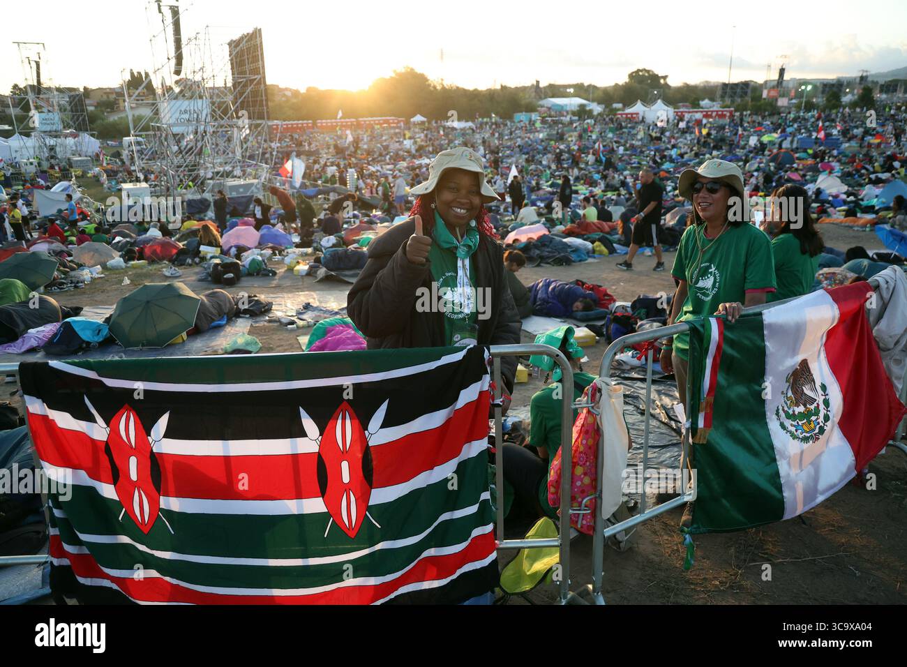Rome, Italy, August 3, 2025: A young African pilgrim smiles.One million ...