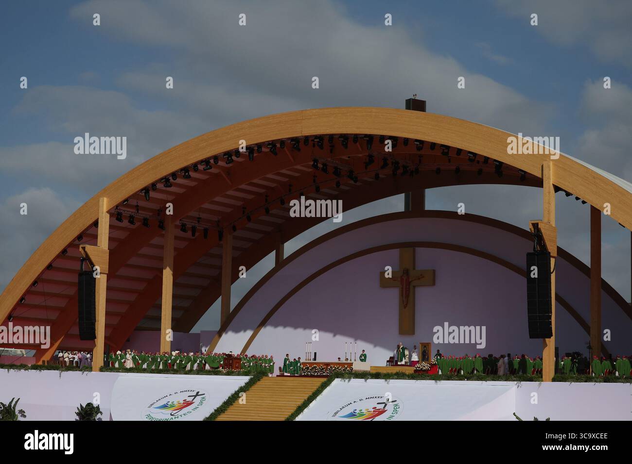 Rome, Italy - August 3rd, 2025: General view of the altar of the great ...