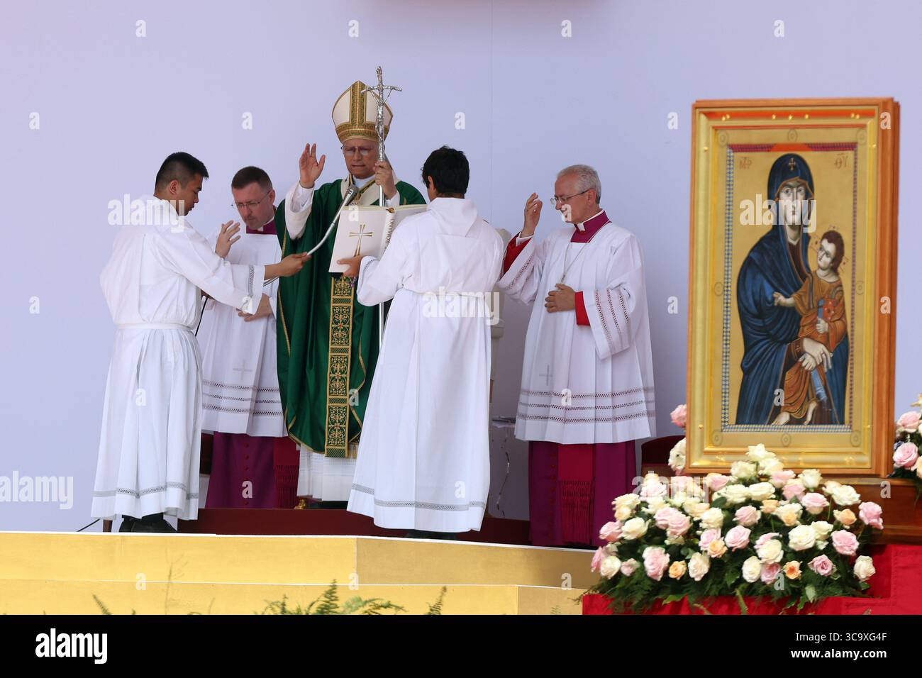 Rome, Italy - August 3rd, 2025: The Pope with cross imparts the ...