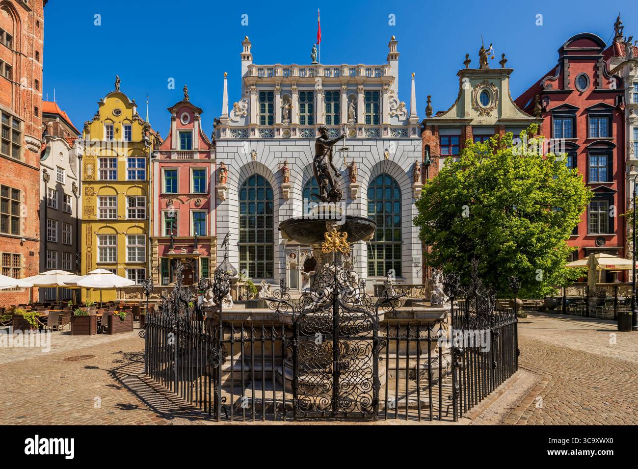 Gdansk, Poland - May 20, 2025: Neptune Fountain in the heart of city ...