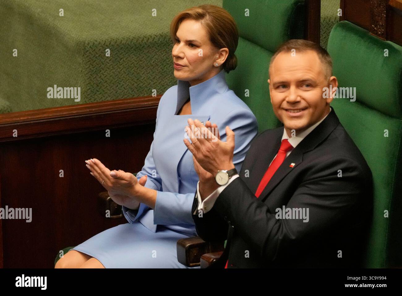 Poland's new president Karol Nawrocki with his wife Marta Nawrocka ...