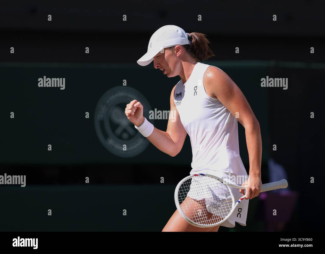 Polish tennis player Iga Swiatek celebrates at the 2025 Wimbledon ...