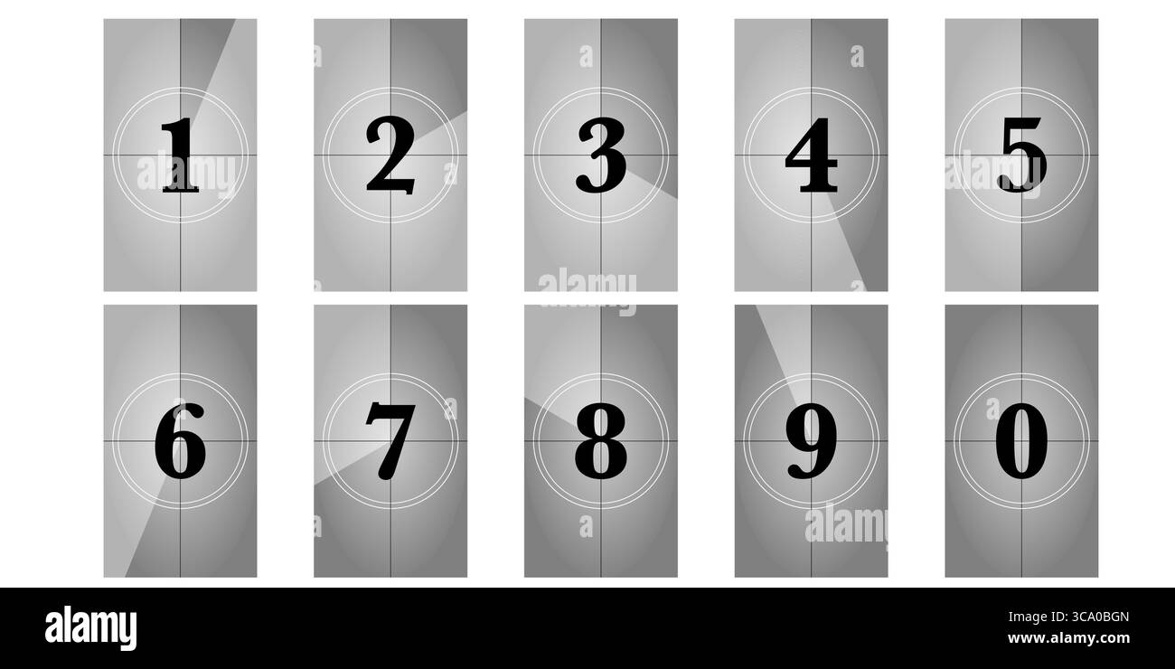 Vertical film countdown design in 9x16 ratio. Retro camera leader ...