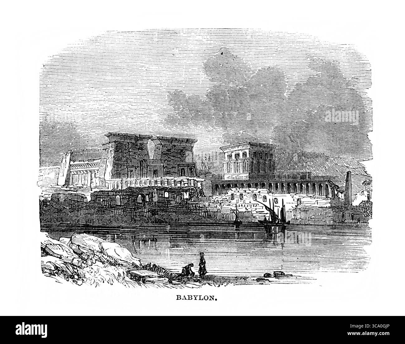 Illustration of Babylon from Antique 19th Century The Holy Bible ...