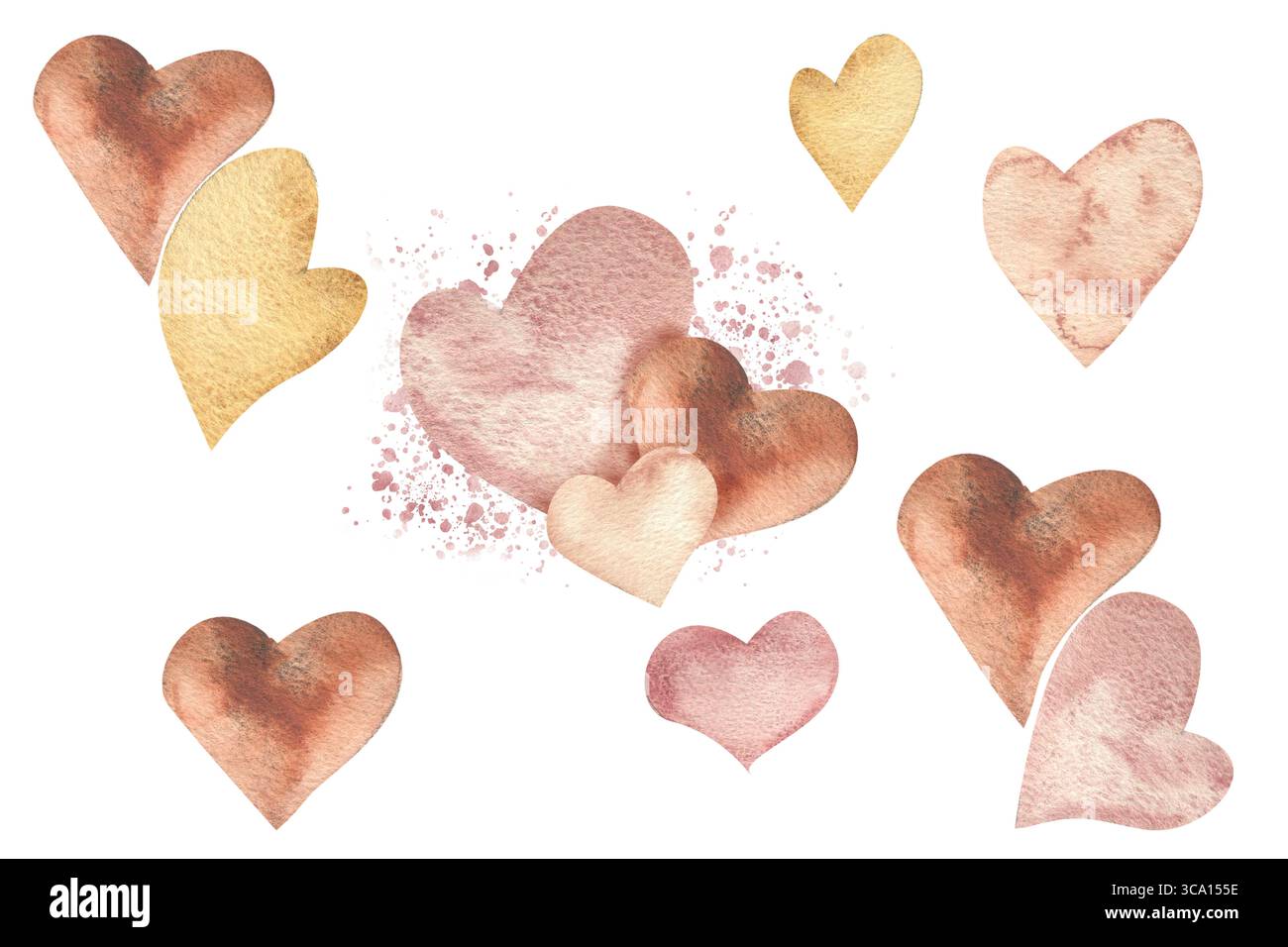 Valentines heart clipart watercolor set. Pink,beige and neutral pastel ...