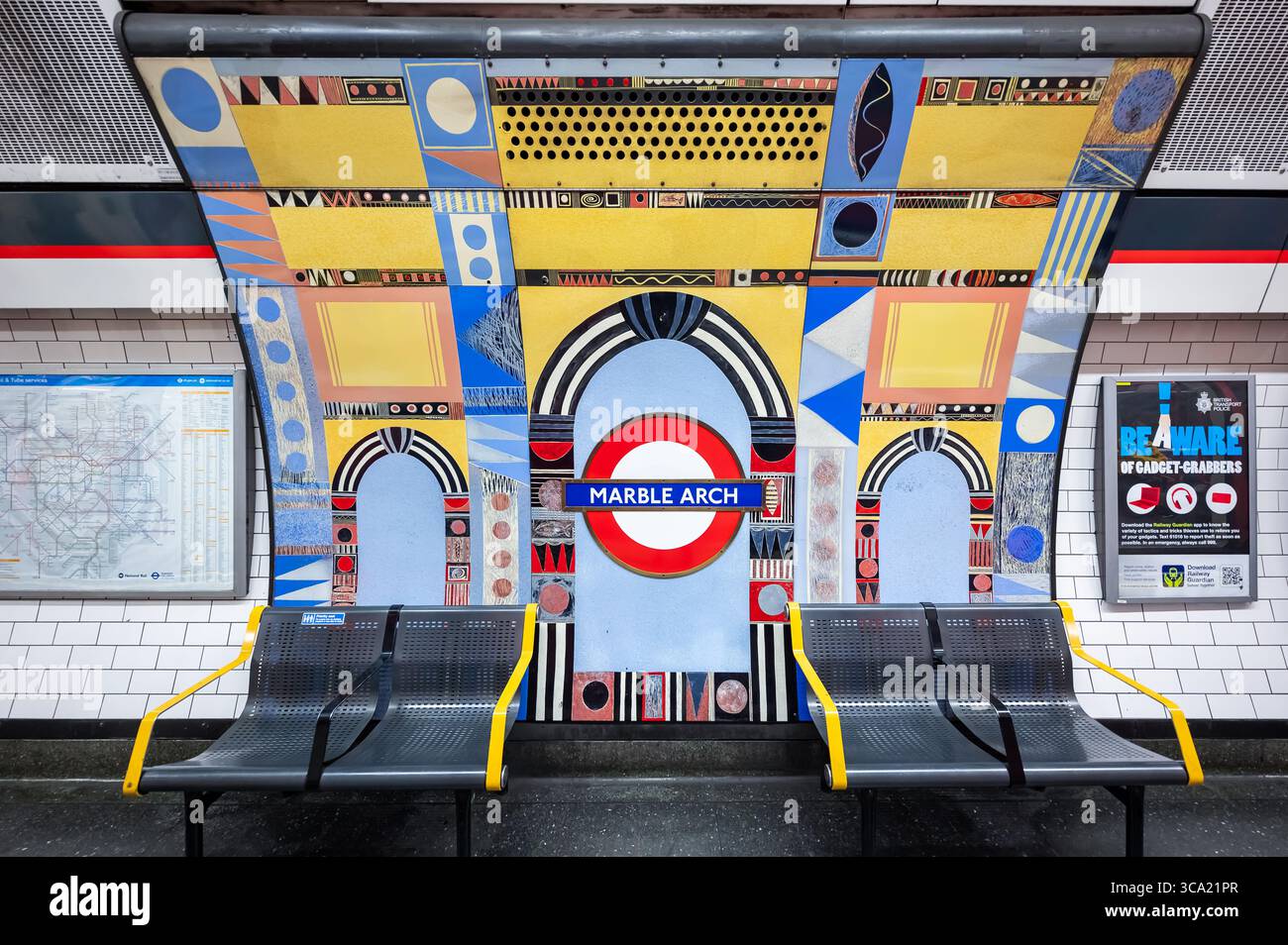 One of 17 panels of vitreous enamel artwork panels designed by artist ...