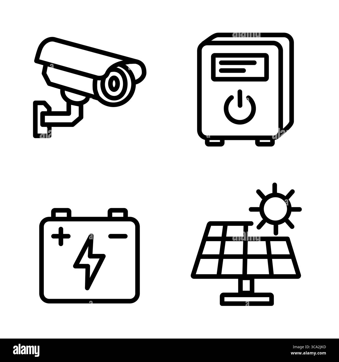 Storage battery icon outline Black and White Stock Photos & Images - Alamy