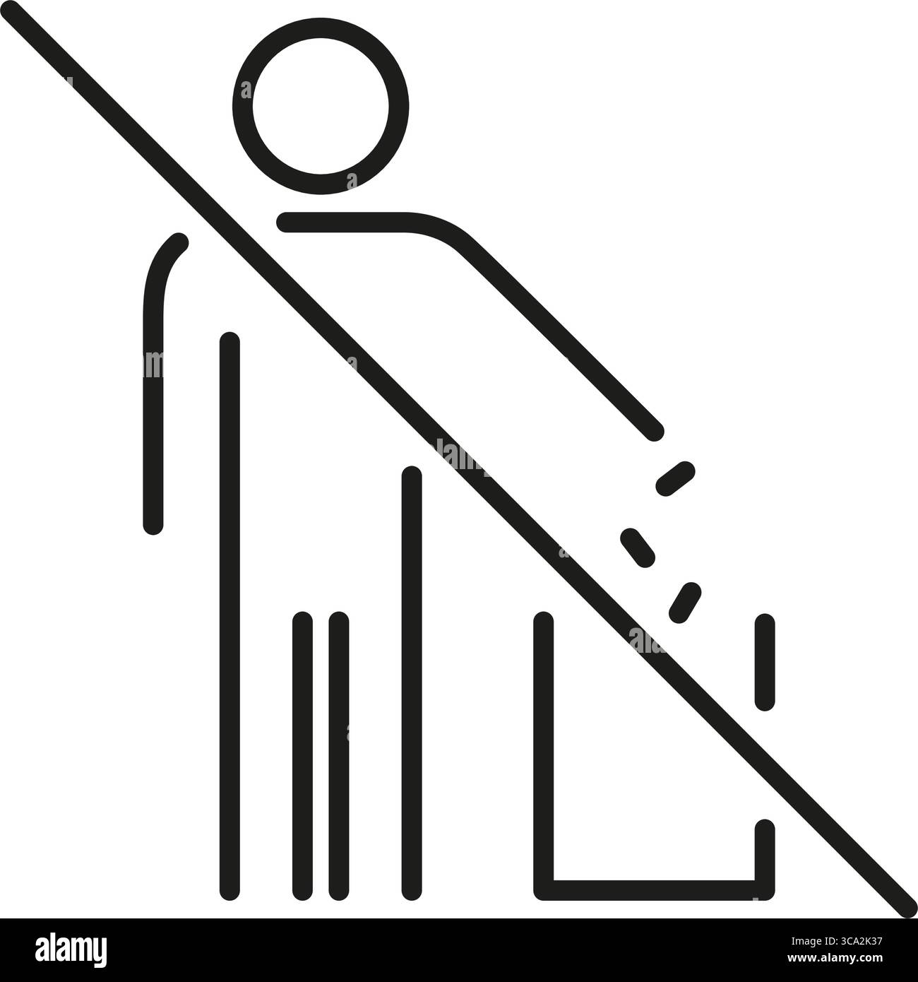 No Littering Prohibition Line Icon. Environmental Protection And ...