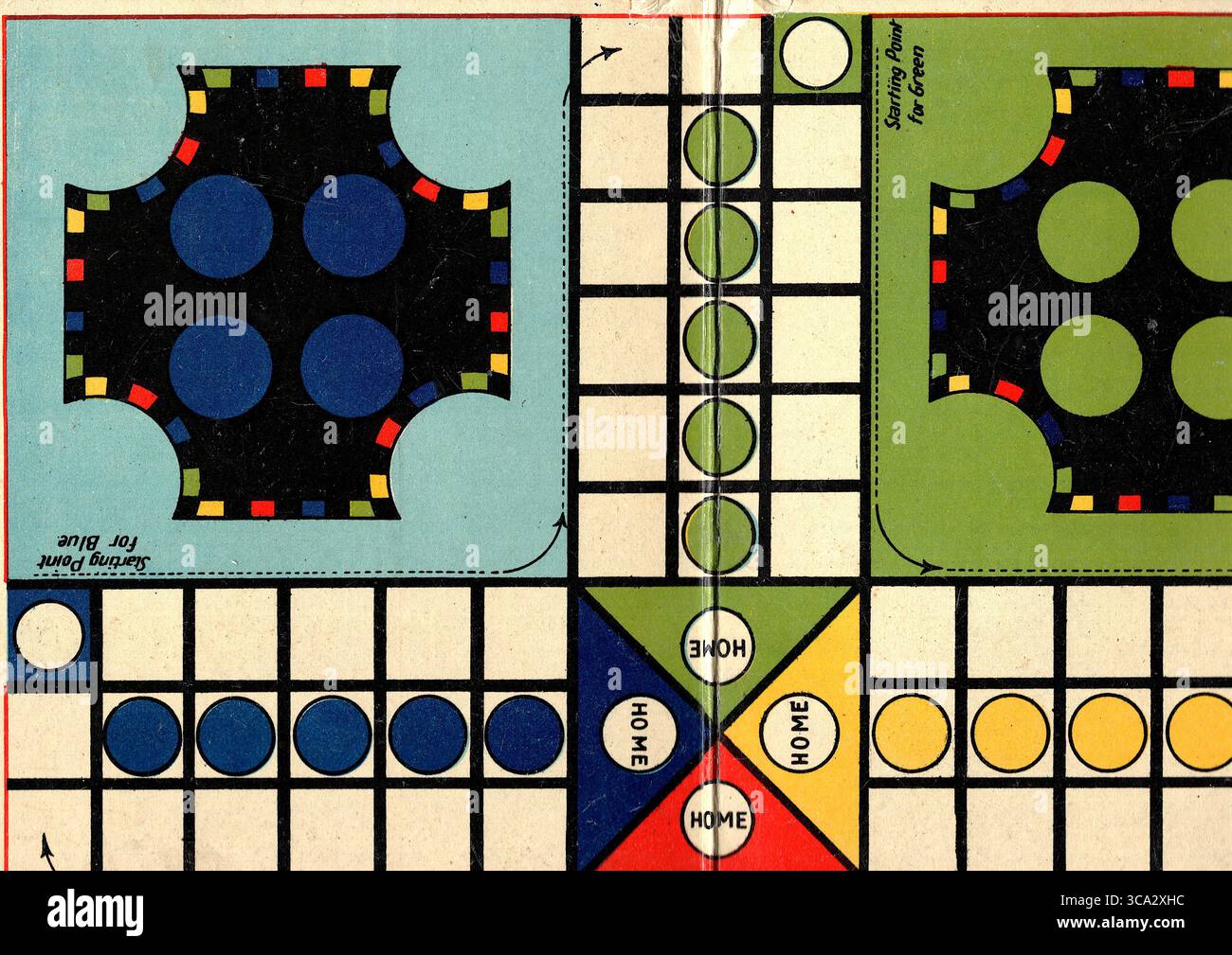Close up detail of a vintage Ludo game board Stock Photo - Alamy