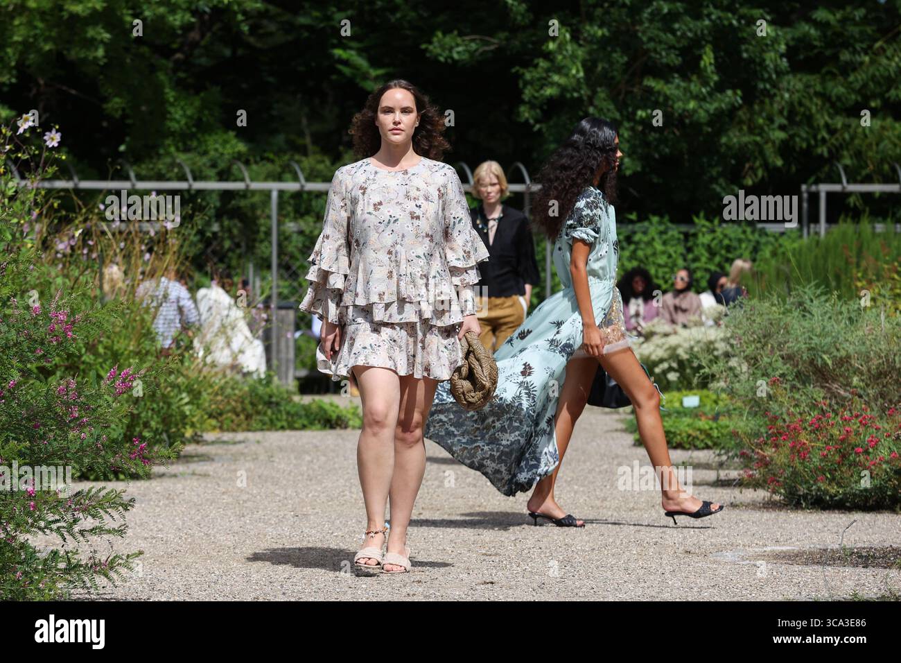 Copenhagen, Denmark. August 6, 2025. Models on the outdoor catwalk at ...
