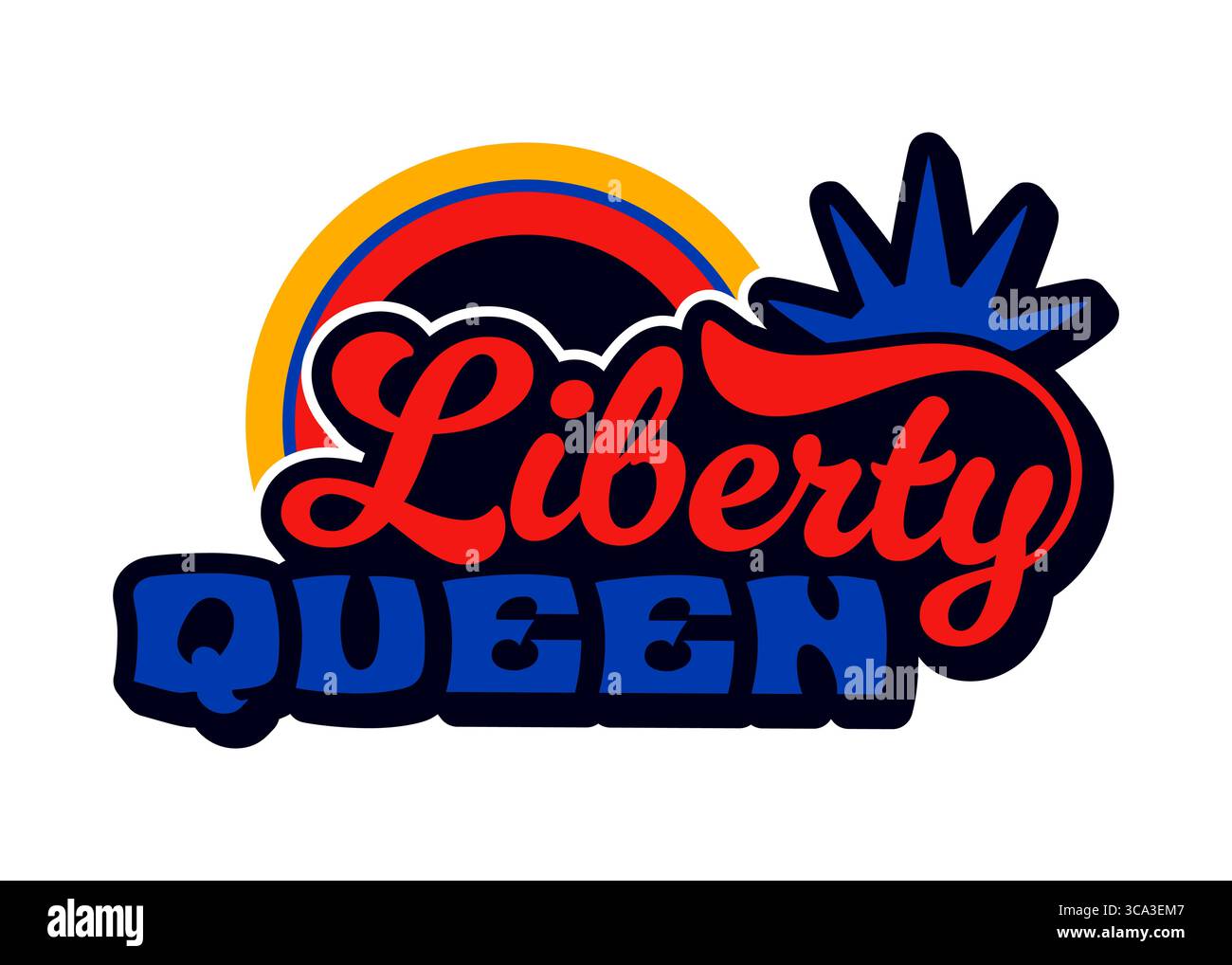 American liberty queen retro Y2K sticker or tag. United States of ...