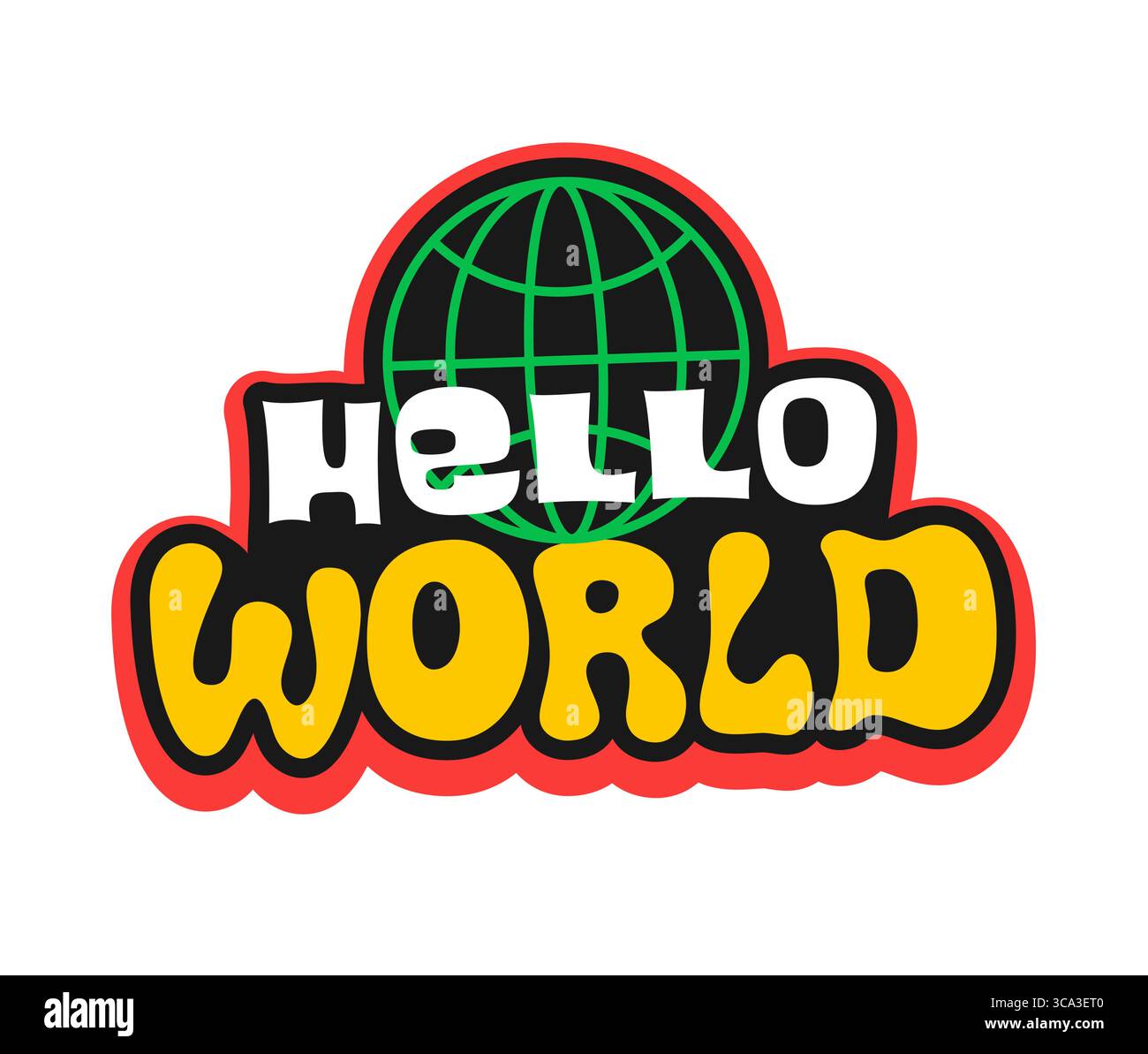 Hello black white sticker Stock Vector Images - Alamy