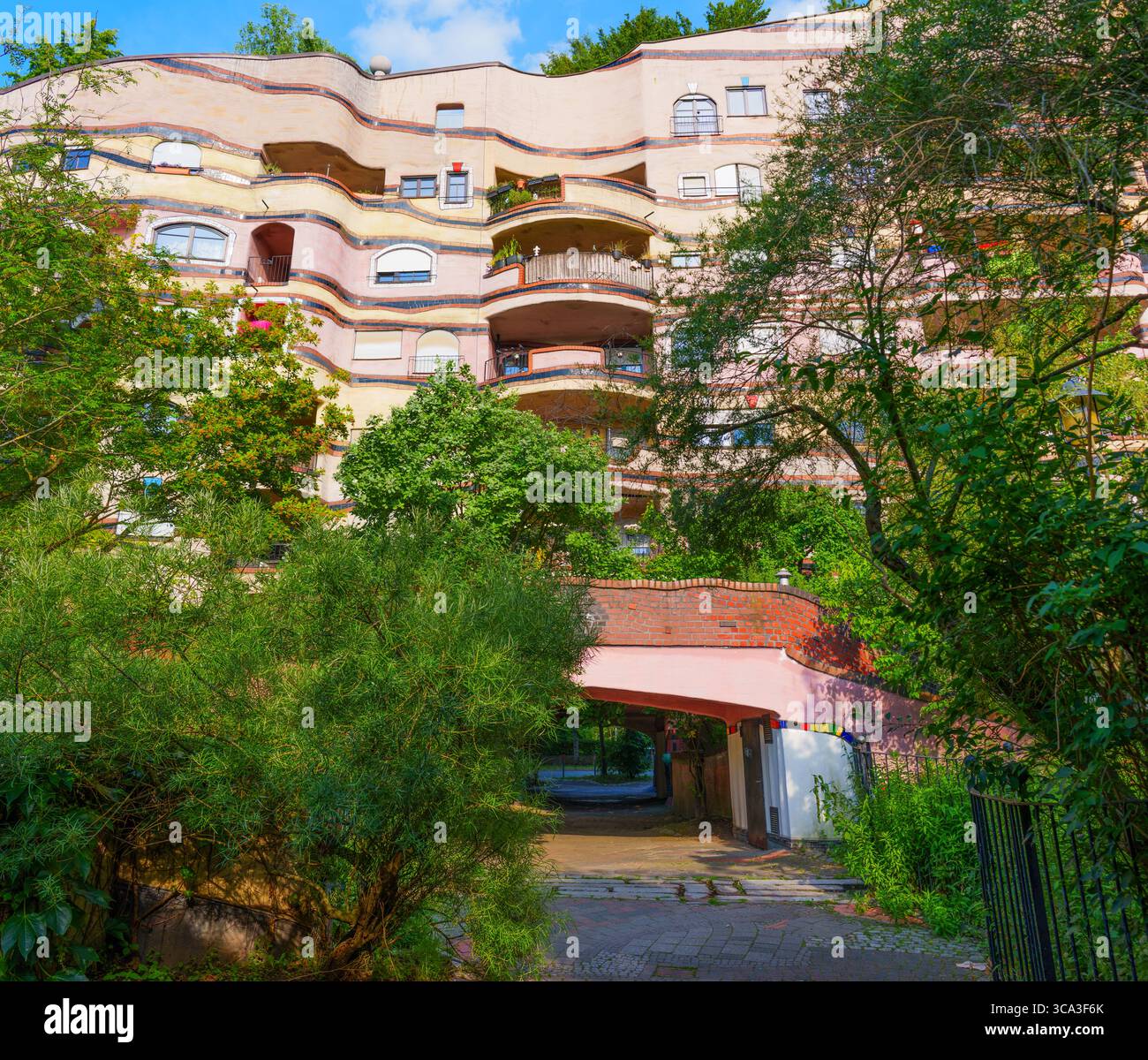 Architectural view of the Waldspirale residential complex featuring ...