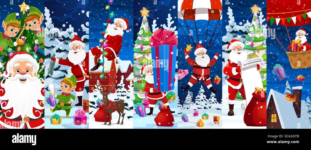 Christmas funny Santa Claus characters collage embodying Xmas holiday ...