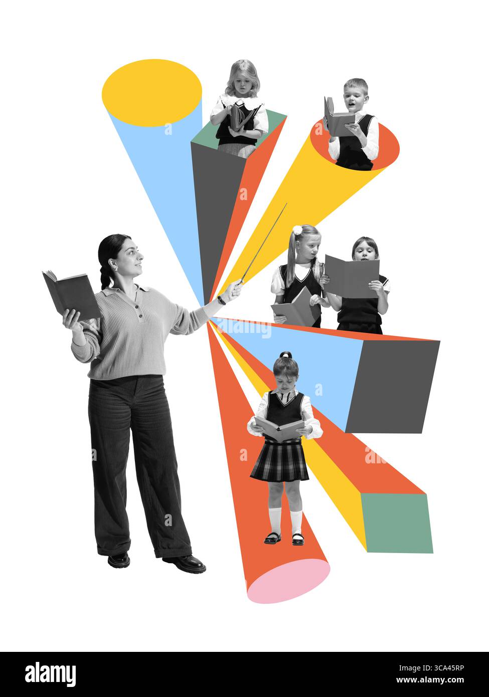Group kids class teacher reading Cut Out Stock Images & Pictures - Alamy