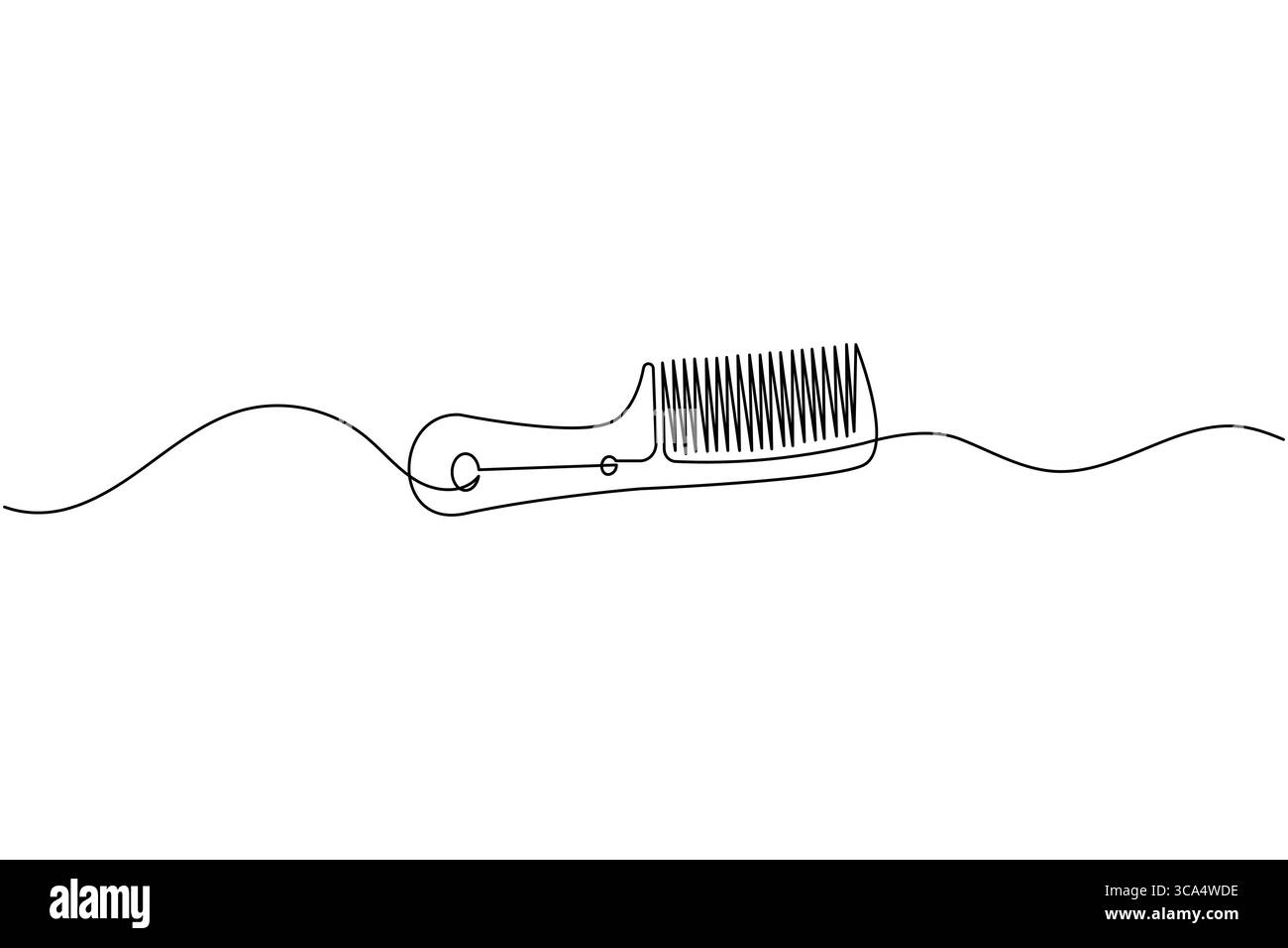 Continuous line drawing of a comb and scissors on white background ...