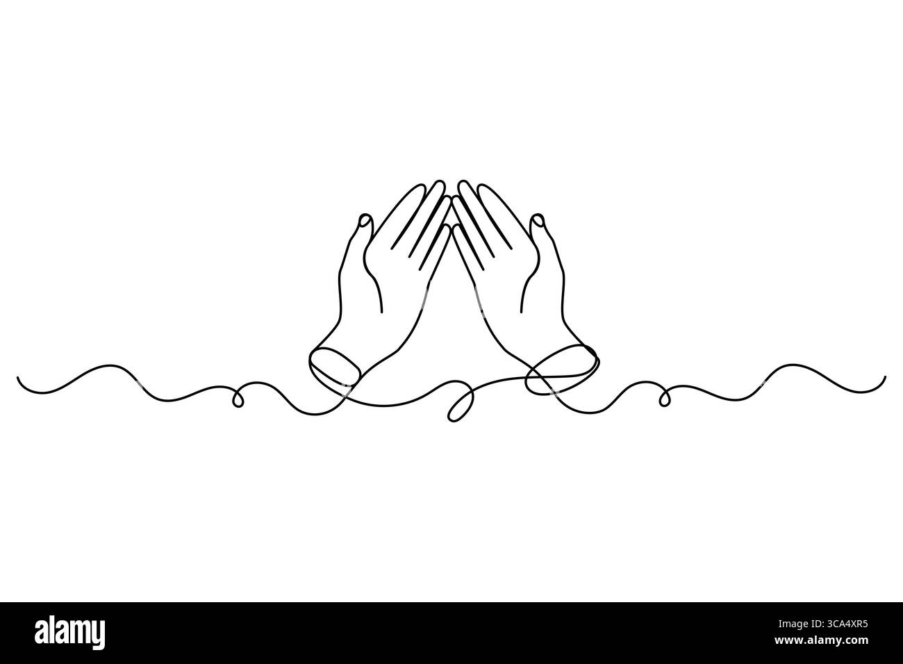 Praying hands continuous one line drawing of outline vector ...