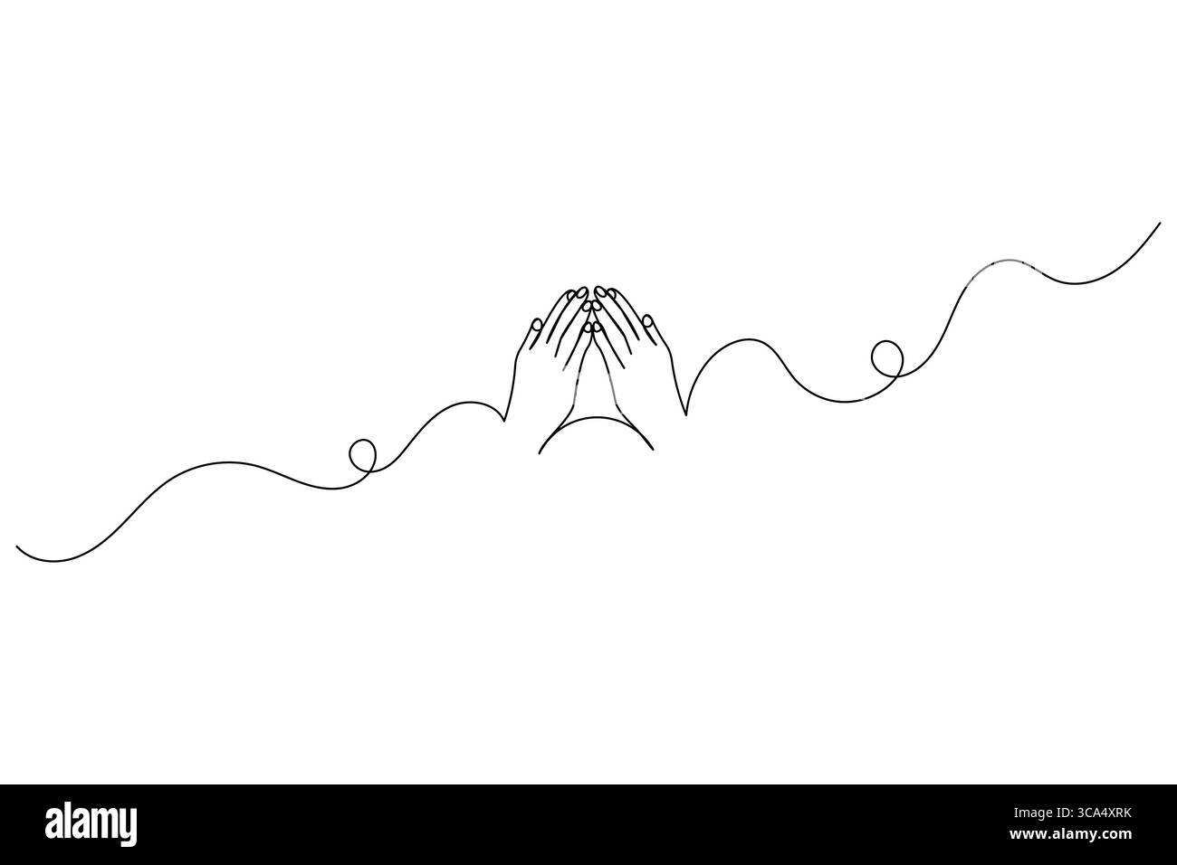 Continuous one line drawing of praying hand Outline drawing hands ...