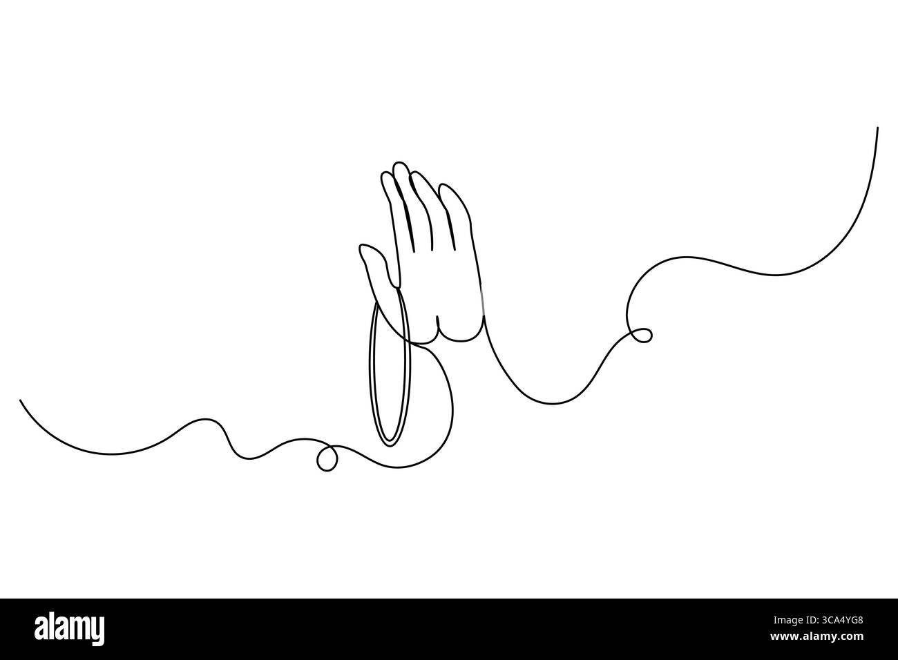 Praying hands continuous one line drawing of outline vector ...