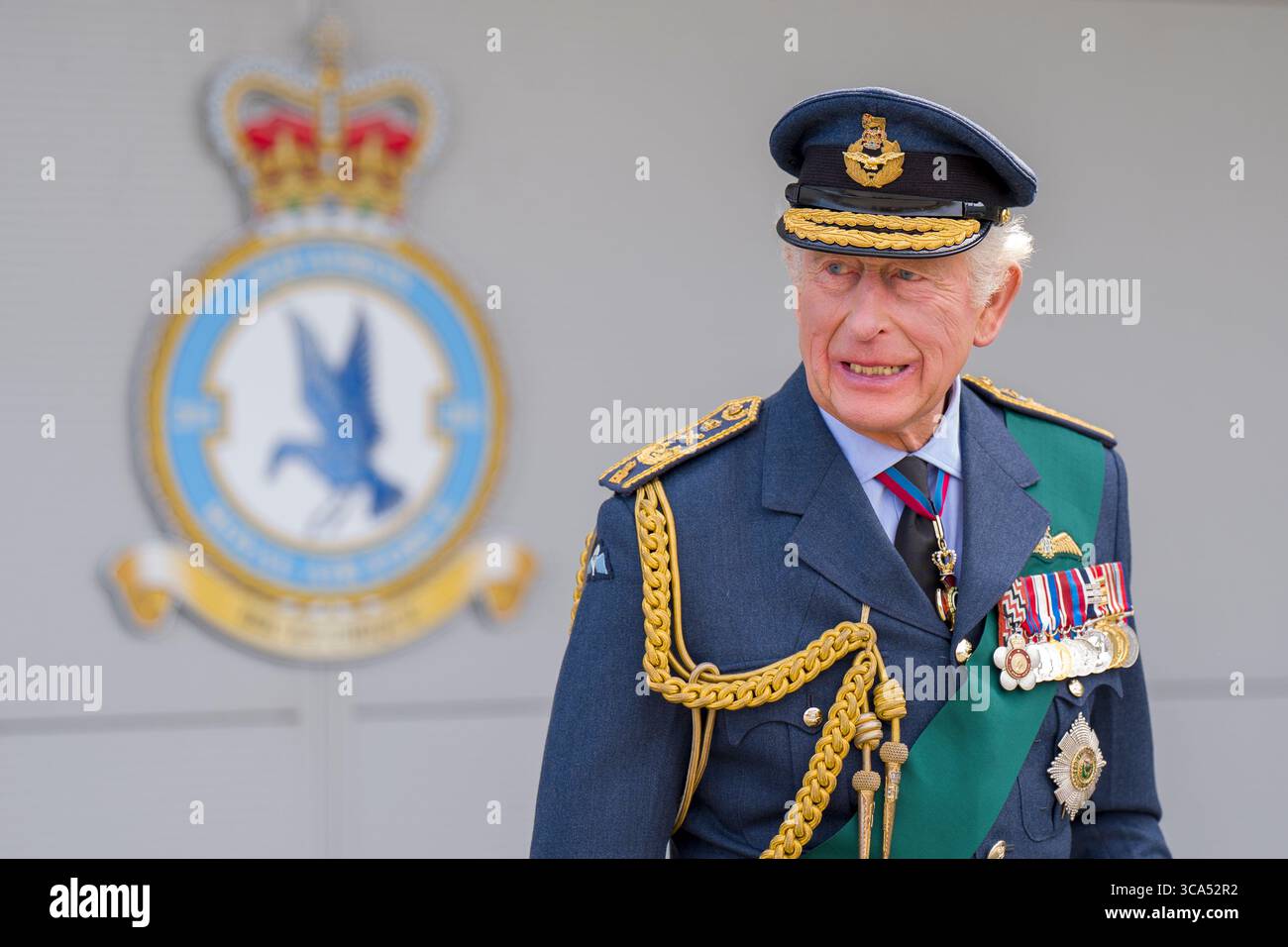 King Charles III during a visit to RAF Lossiemouth in Moray, to re ...