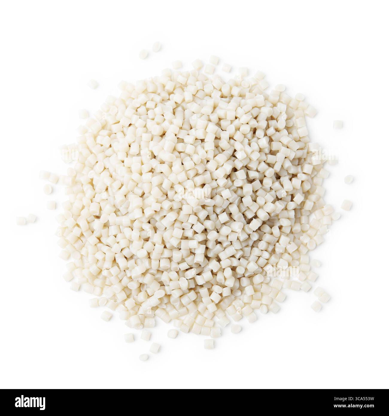 Pile of white plastic granules isolated on white, top view Stock Photo ...