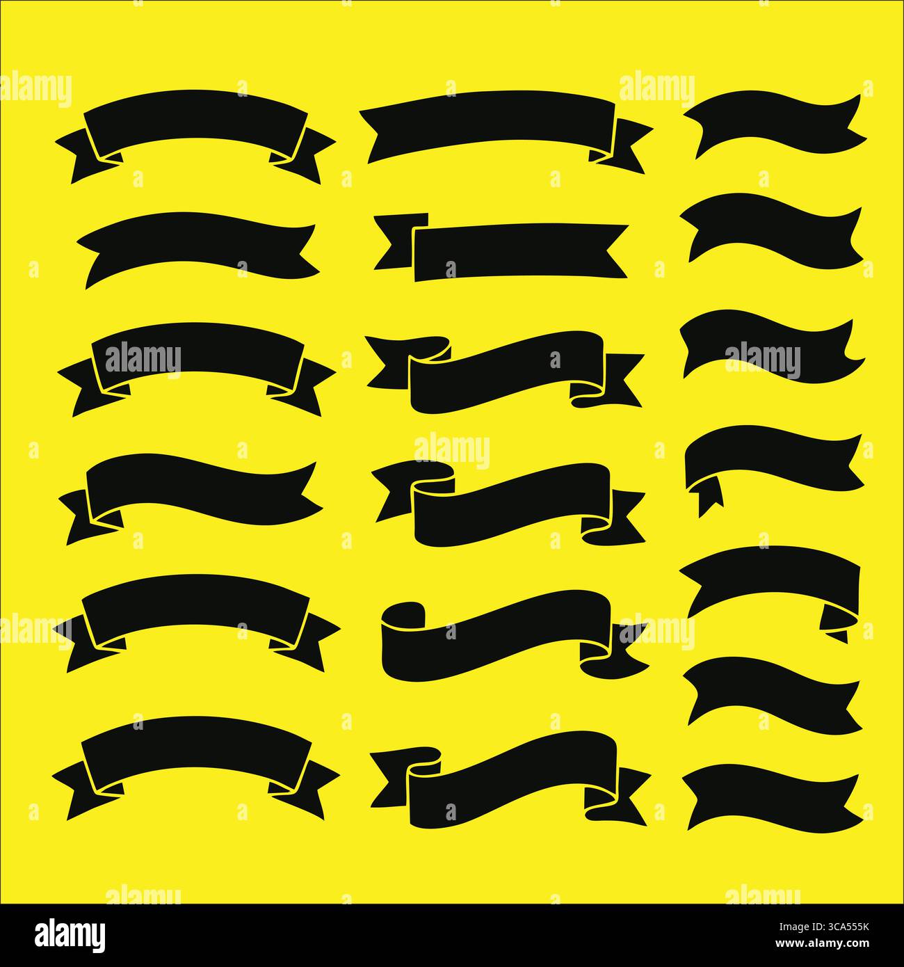 Set of Black Vintage Ribbon Banner Silhouettes – Vector Design ...