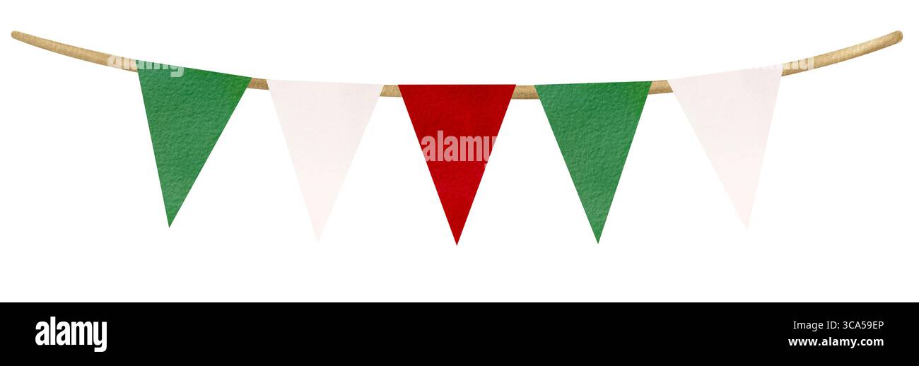 Colorful Garland with triangular Flags in watercolor style ...