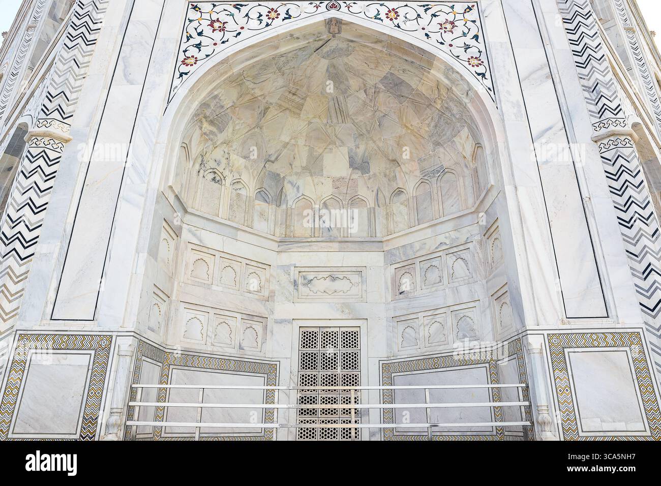 The Taj Mahal, an iconic white marble mausoleum in Agra, India. A ...