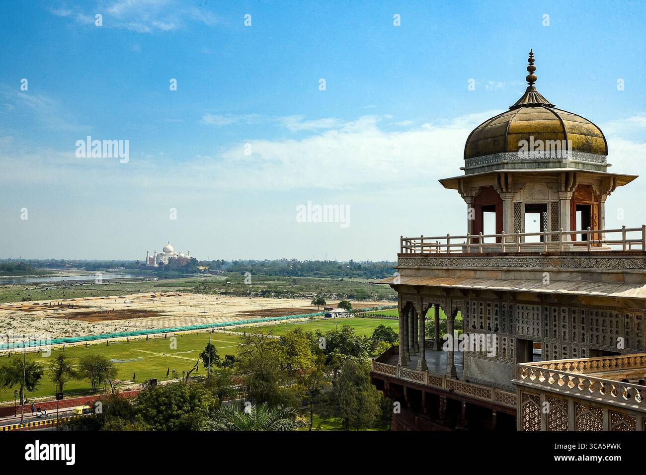 The interior of Agra Fort in Agra, Uttar Pradesh, India, reveals the ...