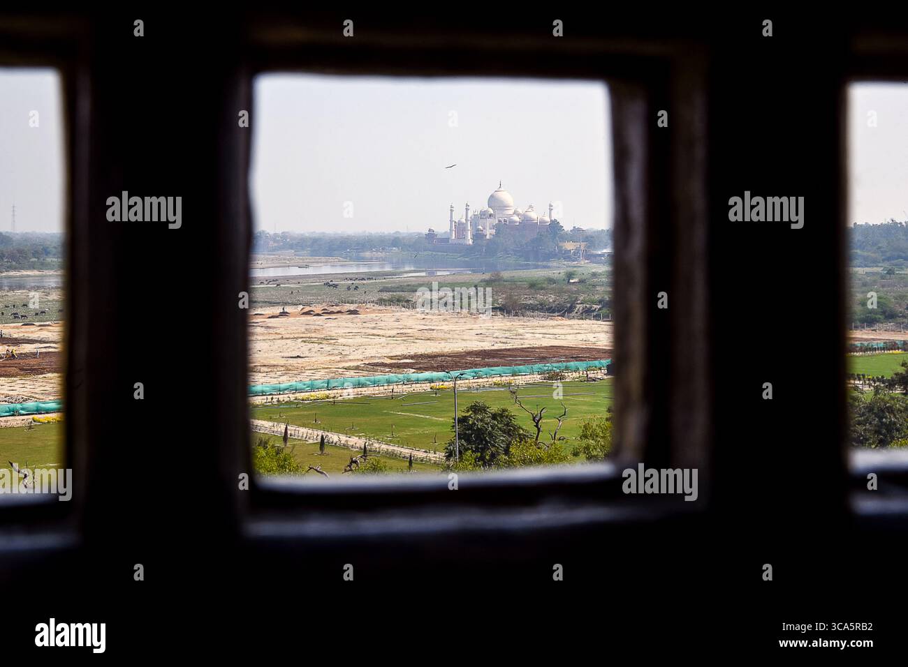 The interior of Agra Fort in Agra, Uttar Pradesh, India, reveals the ...