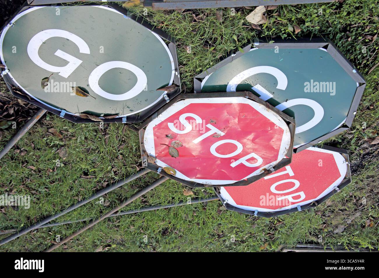 stop go signs at the road works in burgess hill west sussex Stock Photo ...