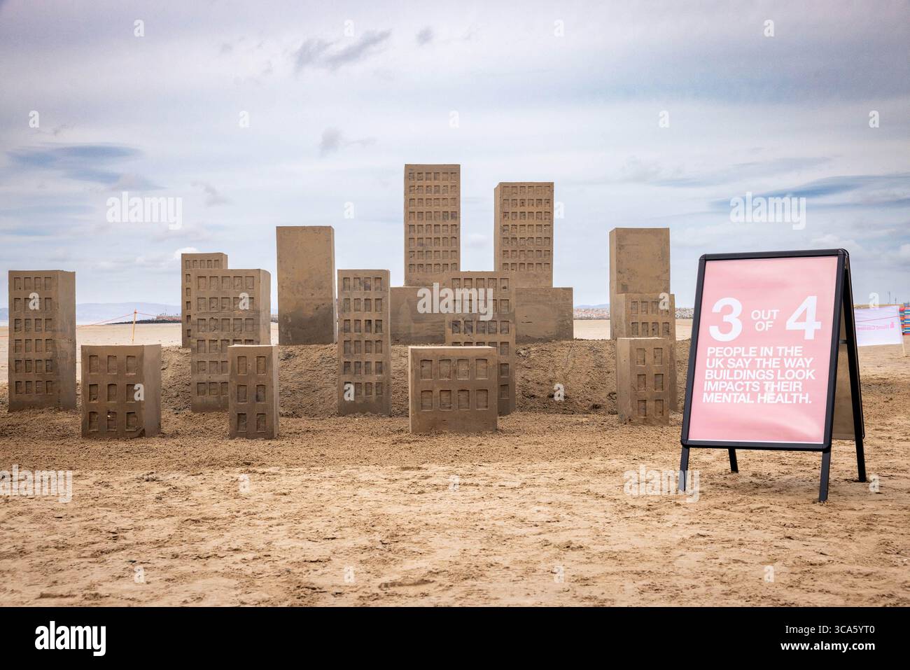 EDITORIAL USE ONLY A sand structure representing a city of 'Bland ...