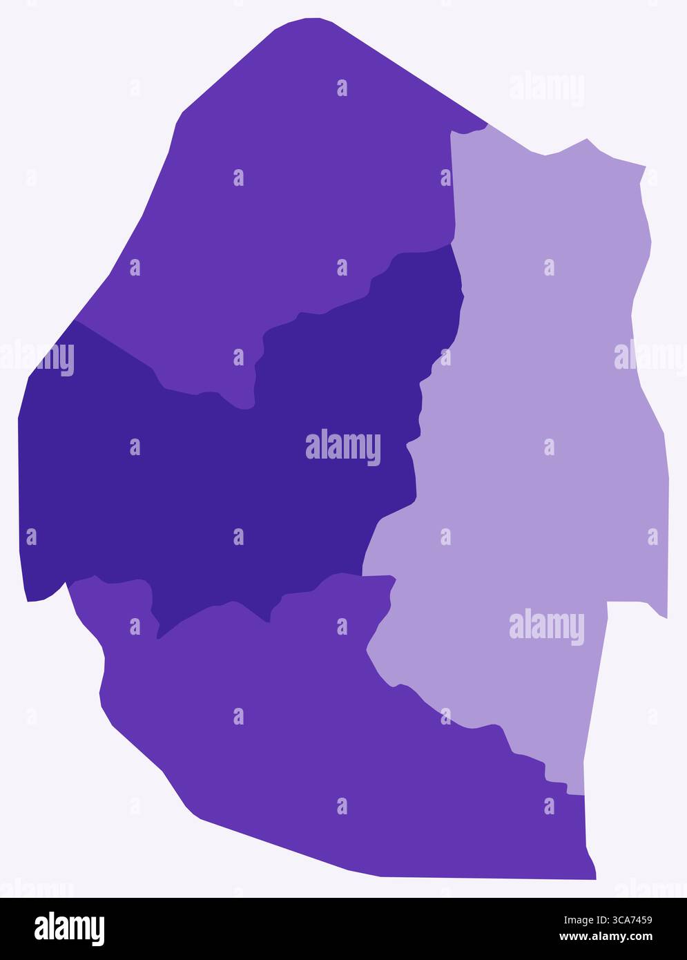 Map of ESwatini with regions. Just a simple country border map with ...
