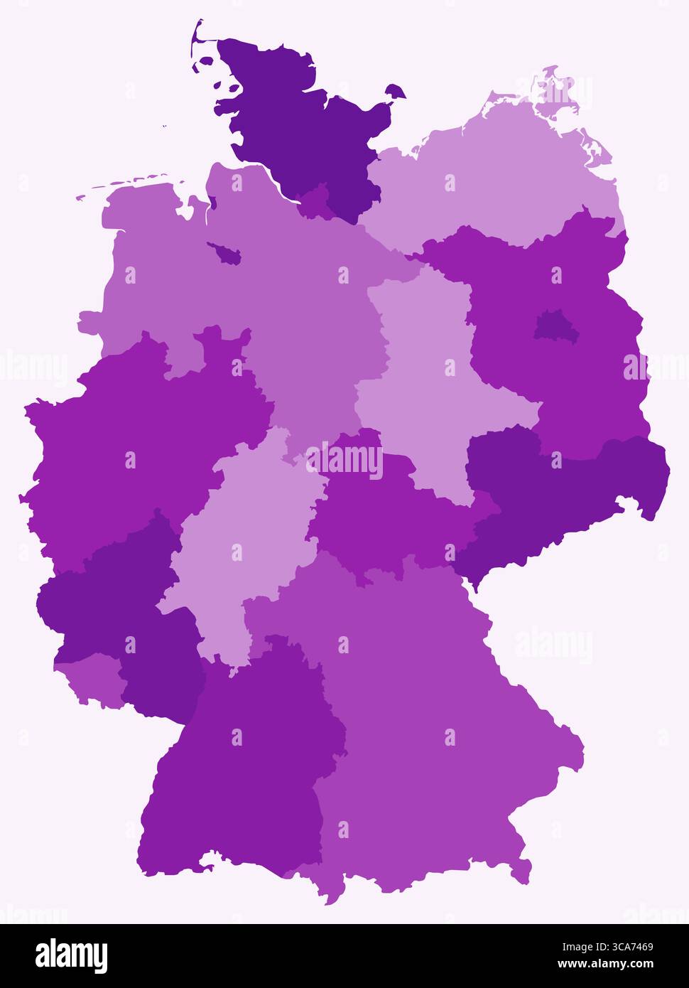 Map of Germany with regions. Just a simple country border map with ...