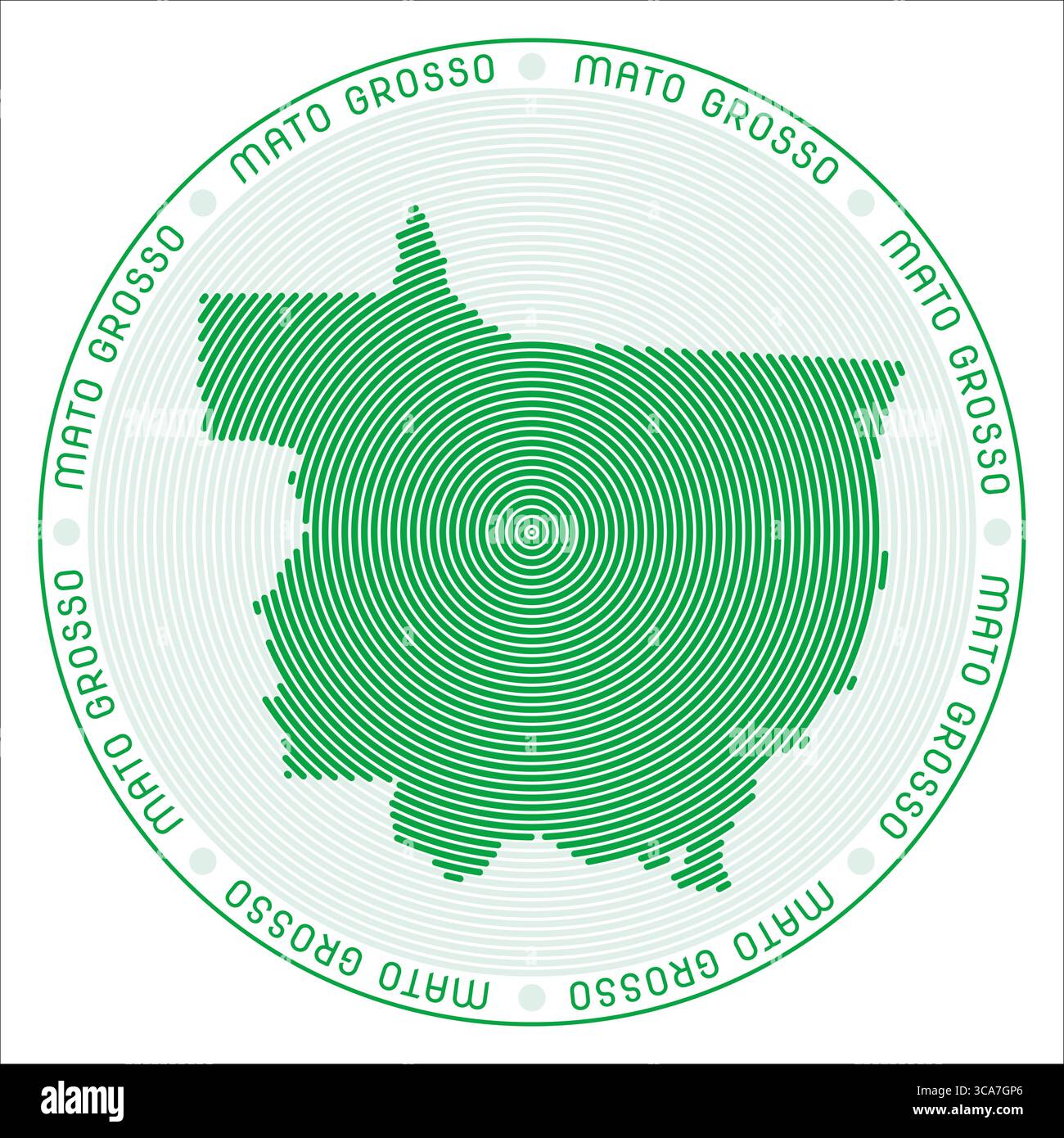 Mato Grosso round logo design. State shape build of rings. Mato Grosso ...