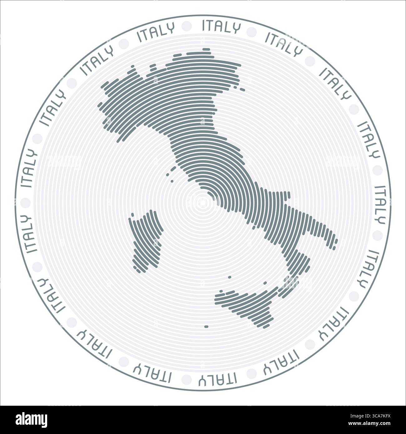Italy round logo design. Country shape build of rings. Italy text ...