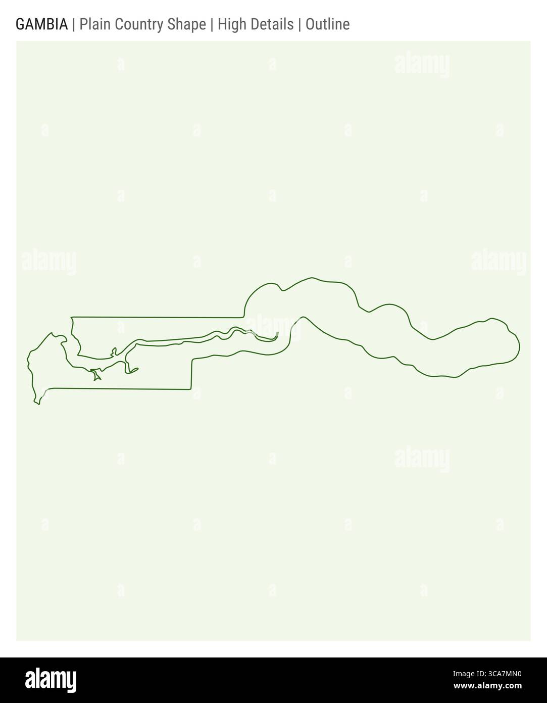 Gambia plain country map. High details. Outline style. Shape of Gambia ...