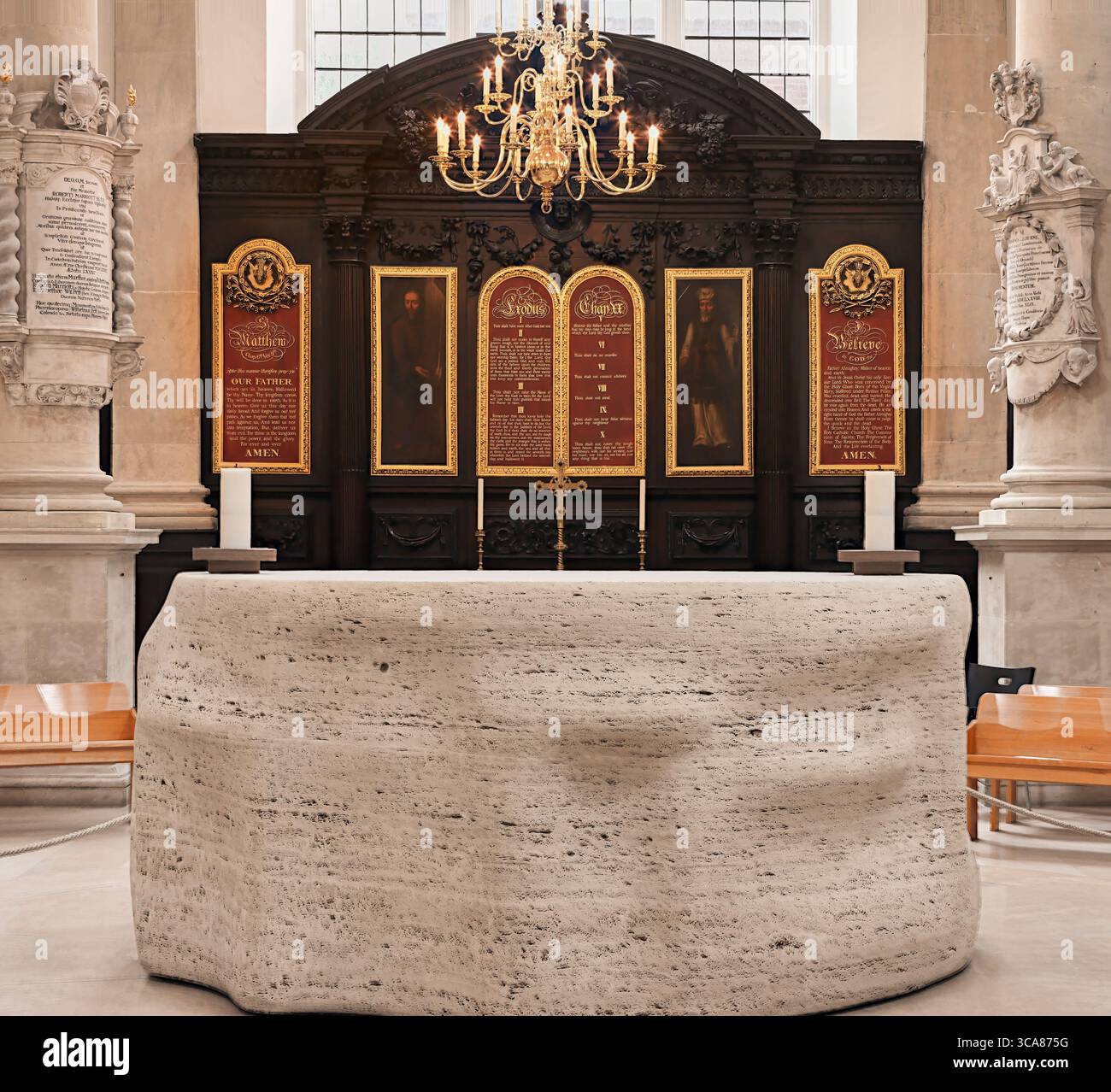 Round stone altar, by Henry Moore, at St Stephen Walbrook church ...