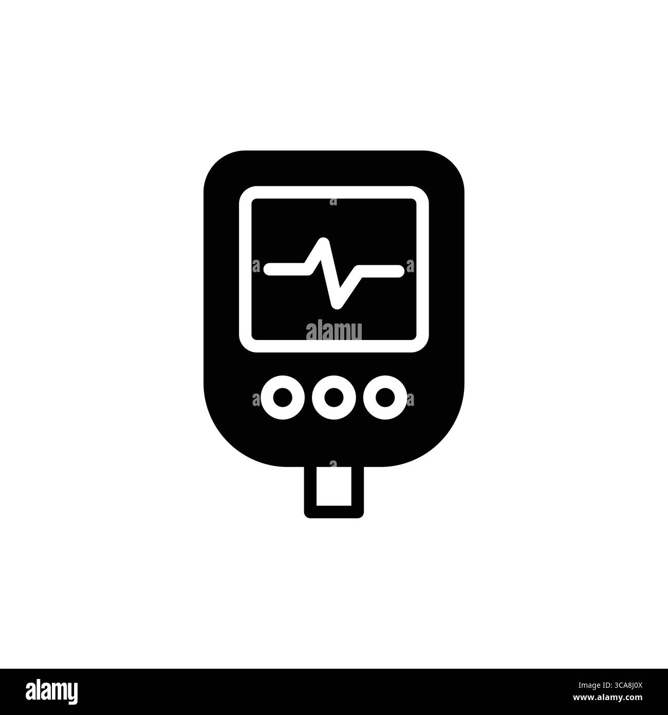 This simple black and white illustration depicts a digital heart ...