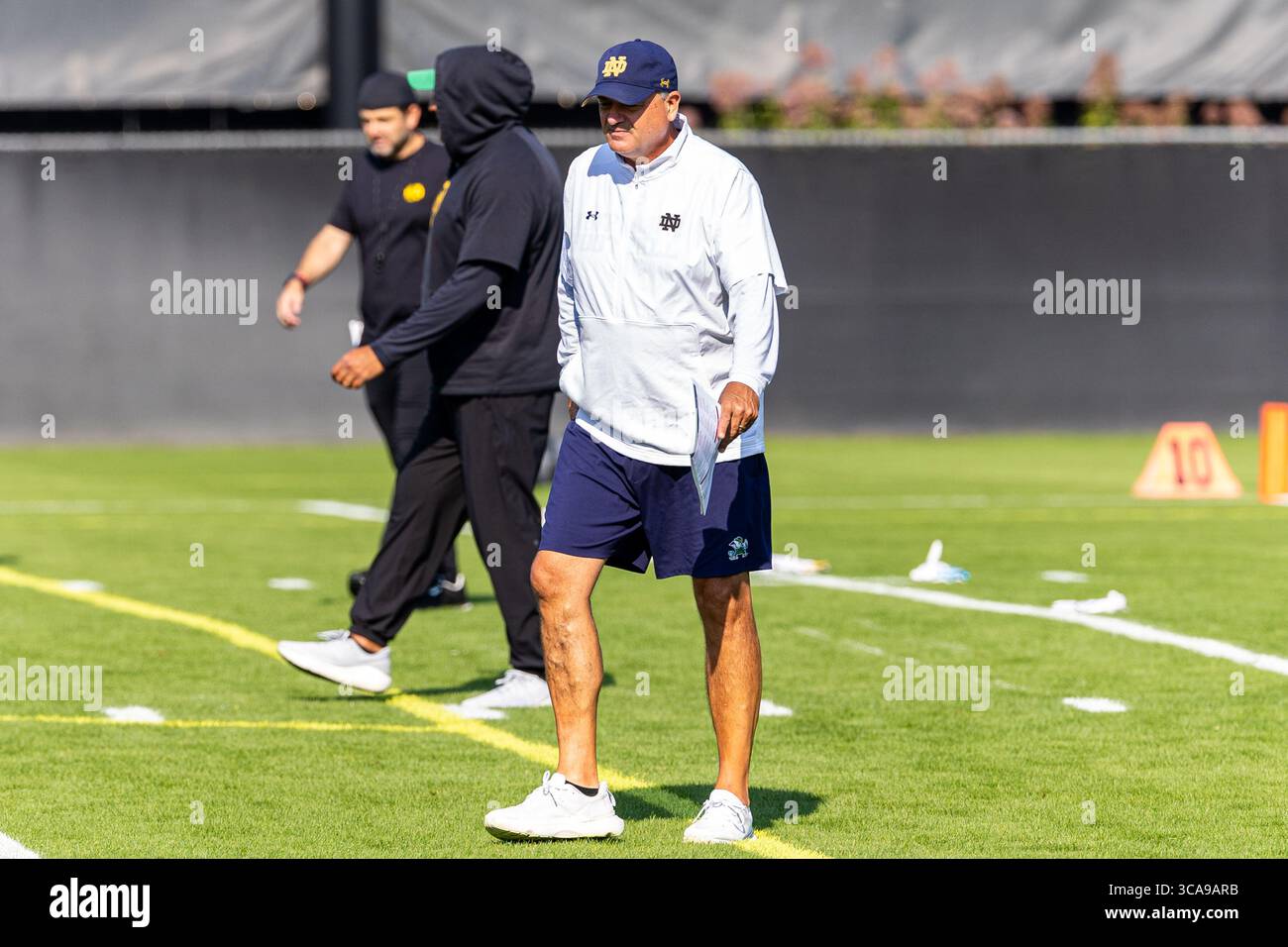 August 06, 2025: Notre Dame offensive coordinator Mike Denbrock during ...