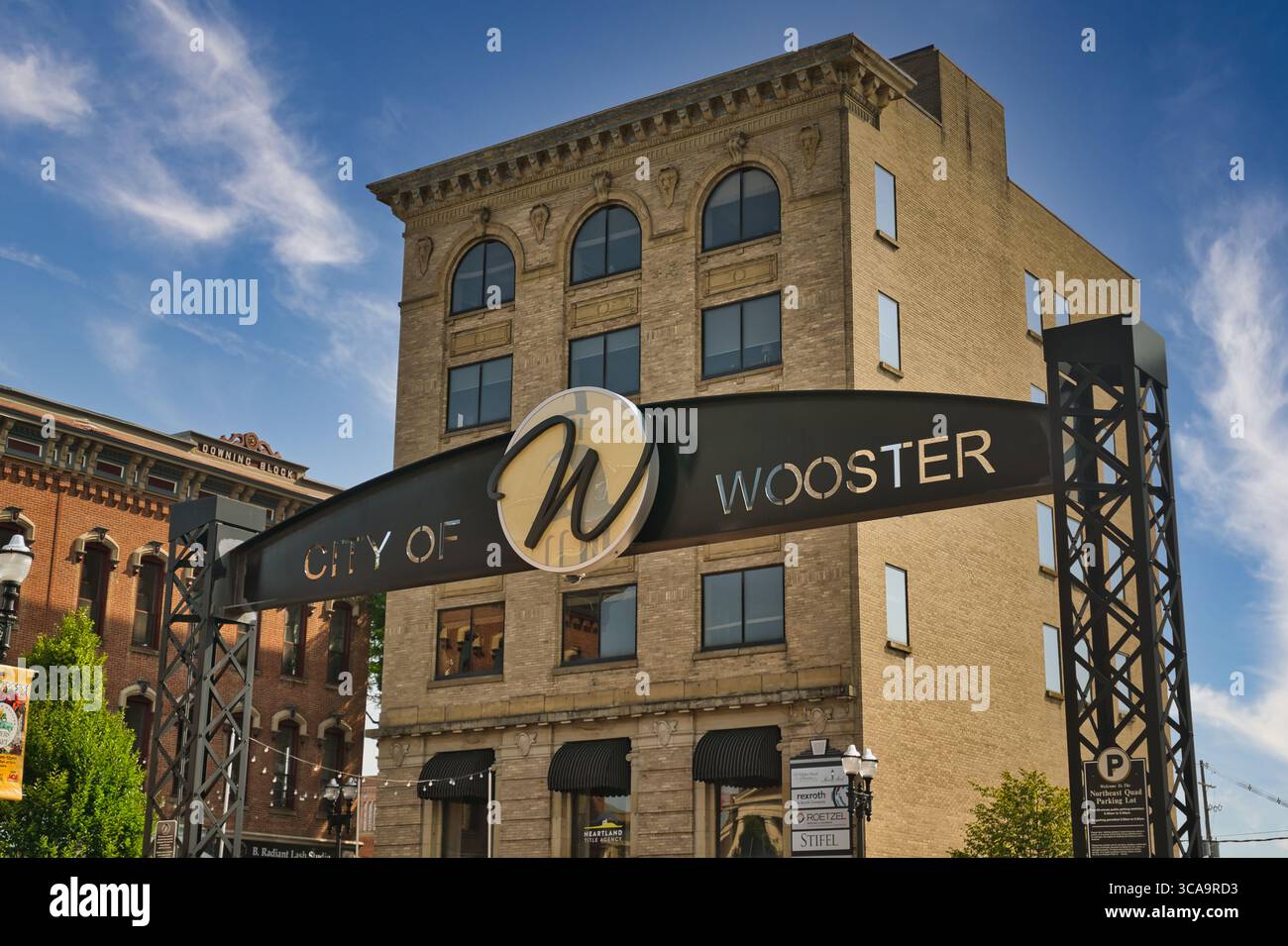 Welcome sign for the city or Wooster Ohio USA 2025. Part of the ...