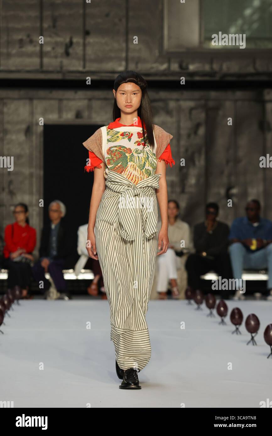 Copenhagen, Denmark. August 6, 2025. A model on the catwalk at the ...