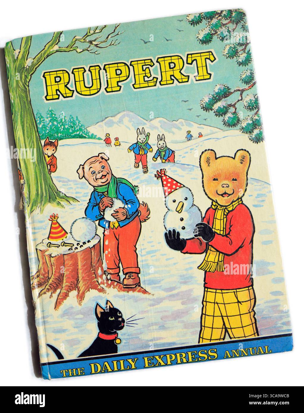 Rupert the Bear vintage annual hardback book cover. Studio set up photo ...