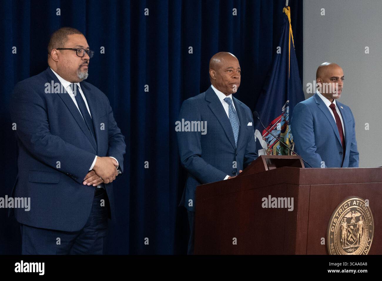 New York, NY, August 6, 2025: Mayor Eric Adams speaks as Manhattan ...